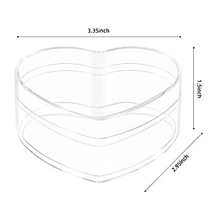 Dayaanee Clear Acrylic Plastic Heart-shaped Acrylic Box with Lid 2 Pack Small 3.3x2.9x1.6Inch/85X75X40mm Storage Boxes Cube Organizer Containers for Candy Pill and Tiny Jewelry
