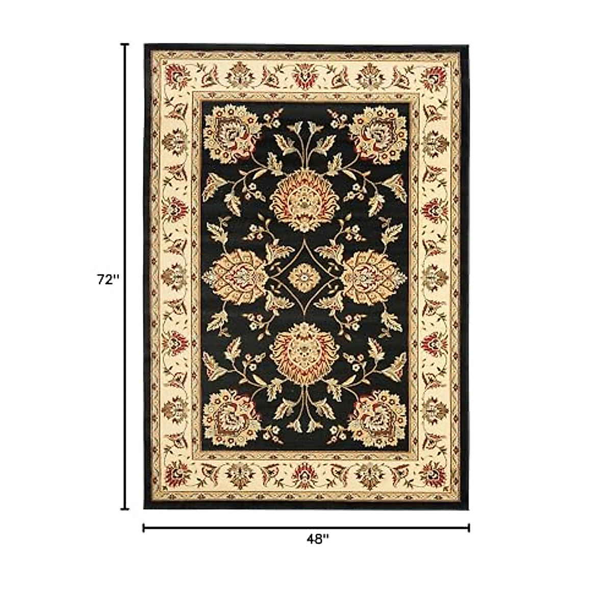 SAFAVIEH Lyndhurst Collection Accent Rug - 4' x 6', Black & Ivory, Traditional Oriental Design, Non-Shedding & Easy Care, Ideal for High Traffic Areas in Entryway, Living Room, Bedroom (LNH555-9012)