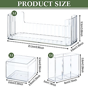 CroBlissful 4 Tier Medicine Cabinet Shelves Organizer Stackable Makeup Organizer Clear Tray Cabinet Organizer with 4 Tray 4 Lip Gloss Holders 4 Cotton Swab Holders for Bathroom Cabinet Wall Vanity