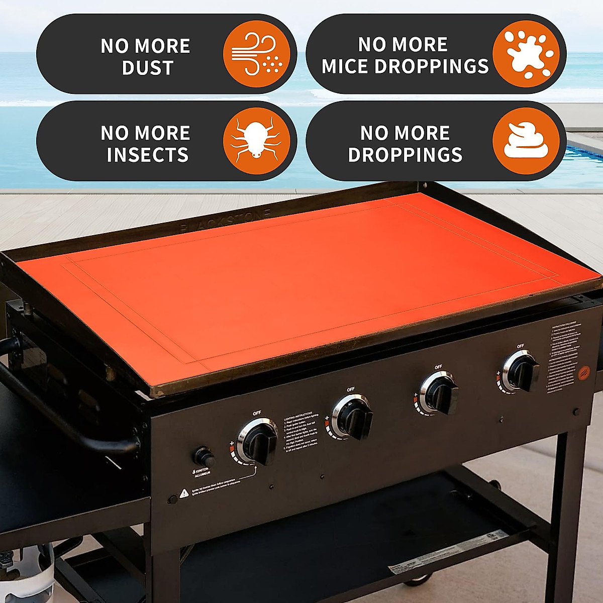 AOBHI 36" Silicone Griddle Cover Mat for Blackstone: Grill Accessories Griddle Flat Top Cover Food-Grade Protection Grill Buddy Mats,Cuttable Fit 30",29",28",22" and 17" Griddle