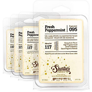 Shortie's Candle Company Fresh Peppermint Wax Melts Bulk Pack - Formula 117-4 Highly Scented Bars - Made with Natural Oils - Christmas & Holiday Air Freshener Cubes Collection