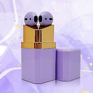 Conchpeople Portable Bluetooth Wireless Earbuds, Premium Fidelity Sound Quality 90H Long Standby Headphones with Dual Mic, Mobile Bluetooth Headset Lipstick Design for Girls and Women (Purple)