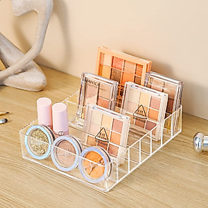 Clear Makeup Organizer, Ocira 7-Compartment Eyeshadow Palette Organizer BPA-Free Plastic For Countertop Vanity & Drawer