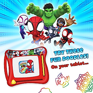 JA-RU Marvel Spiderman Magic Magnetic Drawing Board (1 Toy) Draw, Sketch & Doodle Tablet for Kids, Boys & Girls. Car Trip Game & Activity Travel Toys. Mess-Free Educational Learning Pad. C-6906-1s