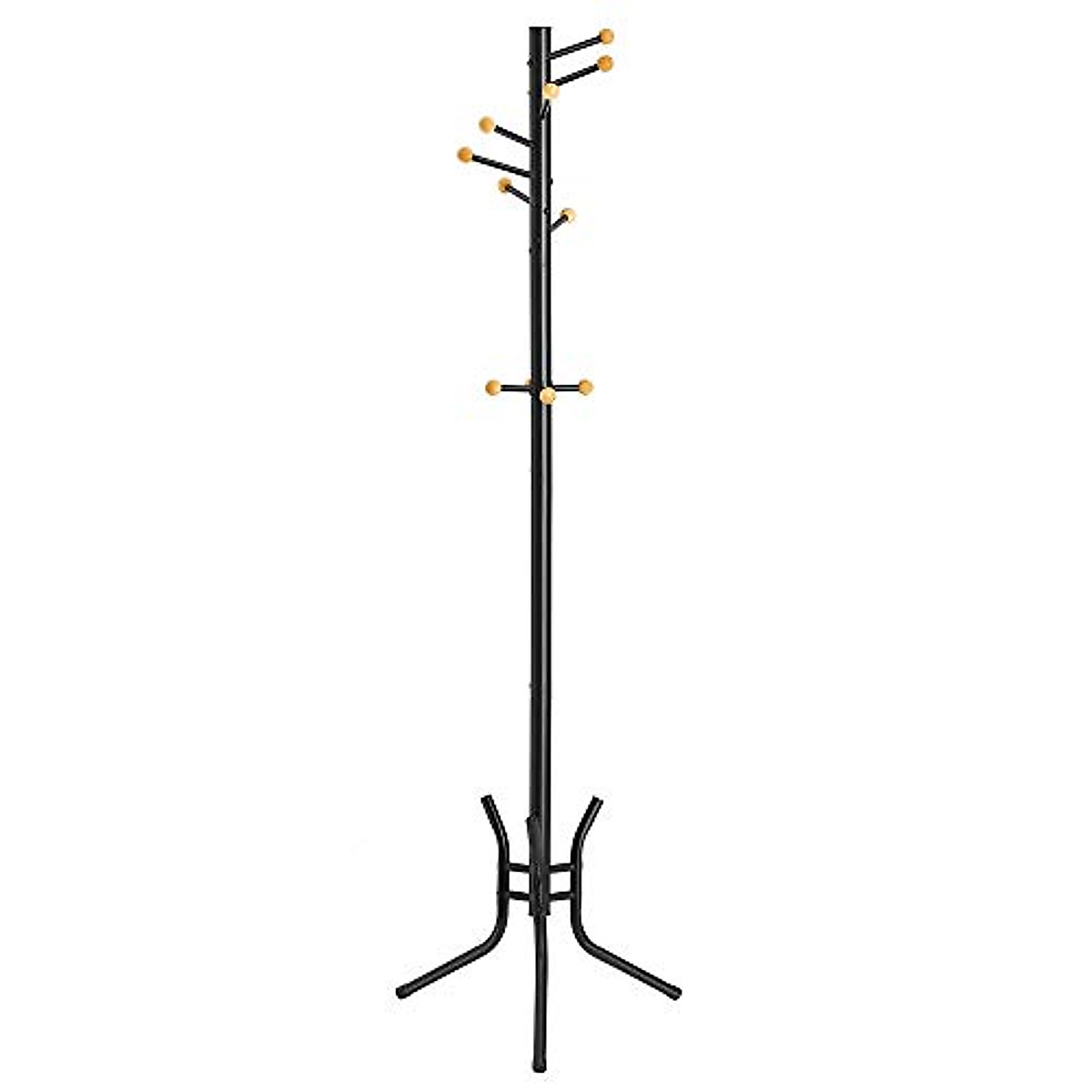 SONGMICS Coat Rack, Freestanding Metal Coat Tree, 11 Hooks with Ball Ends, for Entryway, Bedroom, Living Room, Black URCR028B01