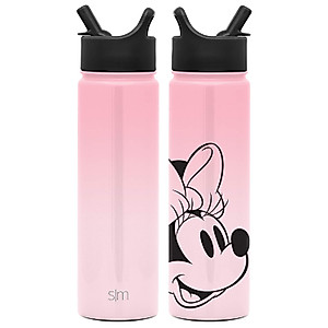 Simple Modern Disney Water Bottle with Straw Lid Vacuum Insulated Stainless Steel Metal Thermos | Gifts for Women Men Reusable Leak Proof Flask | Summit Collection | 22oz Minnie Mouse on Blush