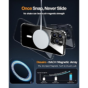 Dssairo Magnetic for iPhone 13 Pro Max Case，with 2 Screen Protector，Full Camera Protection [Compatible with MagSafe] Shockproof Phone Bumper Cover，Anti-Scratch Clear Back (Clear)………