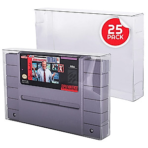 SNES Games Cartridge Protector Compatible for Super Nintendo SNES Games Cartridge - 0.40 MM Thick, Anti-Dust, Acid-Free SNES Super Games Cart, Clear PET Case Protector by EVORETRO (Pack of 25)