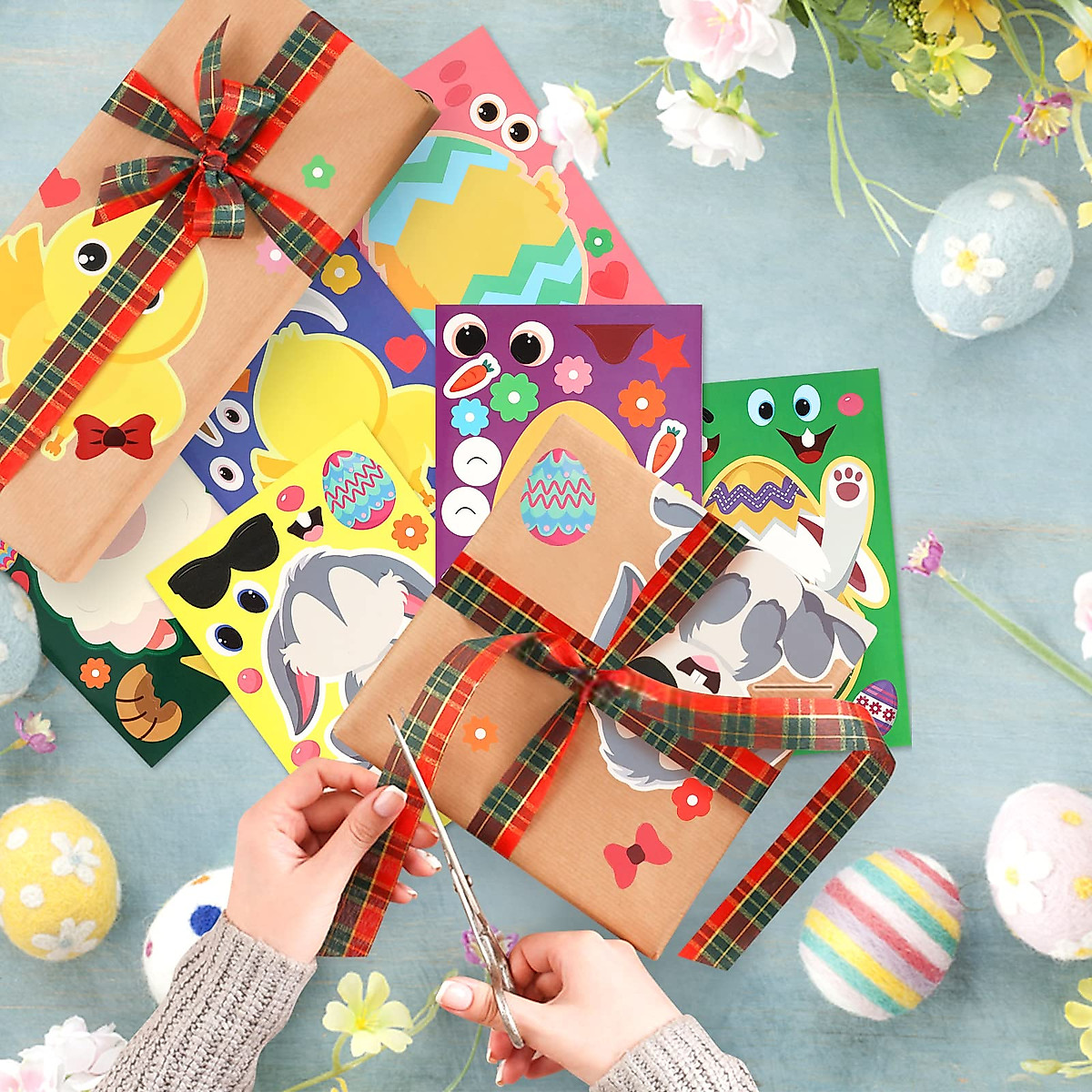 Aitsite 36pcs Easter Animal Stickers with Bunny, Chicken, Easter Eggs, Easter Stickers, DIY Easter Art and Craft Stickers for Kids Home (24pcsDIY Sticker)