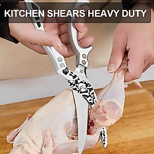 Poultry Knife and Kitchen Shears Heavy Duty, Multipurpose Poultry Shears High Carbon Stainless Steel Fillet Knife Meat Cleaver Forged Chef Knives for Meat, Fish, Deboning, Vegetables