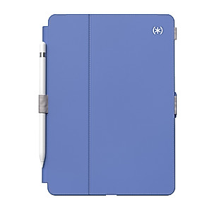 Speck Balance Folio Case for iPad 10.2 Inch (2019-2021) - Drop & Camera Protection, Slim Multi Range Stand, Apple Pencil Holder - Grounded Purple/Sweater Grey/White