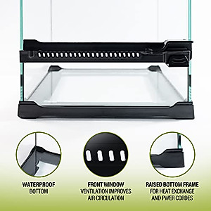 Reptile Tall Glass Terrarium, Vertical Tank Starter Kit, 8x8x12in Mini Front Open Door Cage, Full View Screen Habitat Ventilation Enclosure for Small Chameleon Snake Lizard Amphibians Geckos Frogs