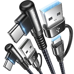 AINOPE USB C to USB C Charger Cable Fast Charging 100W 2 Pack 6.6FT Type C Fast Charger Charging Cord Right Angle Compatible with Samsung S23 Note 20 iPad Pro Air Mini MacBook Air Pro iPhone 15 Pro