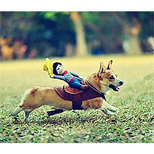 NACOCO Cowboy Rider Dog Costume for Dogs Clothes Knight Style with Doll and Hat for Halloween Day Pet Costume (S)