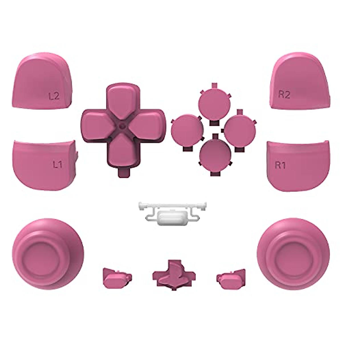 WPS Replacement Clip Shell Thumbsticks Dpad R1 L1 Trigger Full Buttons Set for PS5 Playstation Controller (Pink)