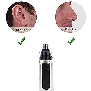 QINERSAW Portable Nose Ear Trimmer, Painless Hair Remover Shaver for Face, Electric Razor for Women and Men, Battery-Operated (Silver)