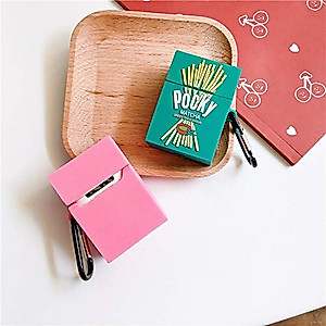 Ultra Thick Soft Silicone Strawberry Flavour Biscuits Case with Hook for Apple Airpods 1 2 Air Pods Wireless Earbuds Protective 3D Cartoon Japanese Pink Color Fun Kids Teens Girls Daughter