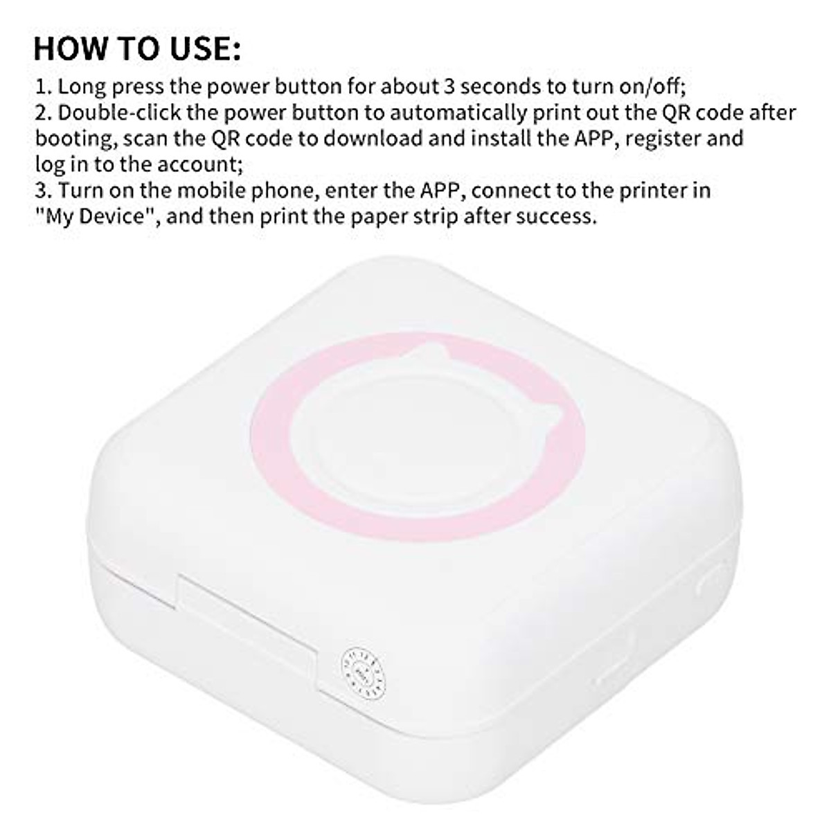 Dilwe 200dpi C6 Mini Thermal Printer, 57mm Width Multifunctional Mini Portable Inkless Printer, Thermal Printing Machine for Photos Messages Labels Notes Exercises(Rose)