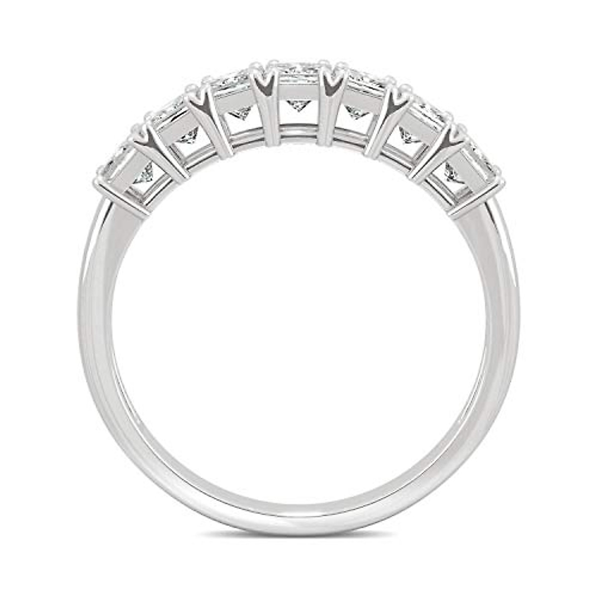 Charles & Colvard Created Moissanite 4mm Princess Cut Wedding Band for Women | 2.87 cttw DEW | Lab Grown | Solid 14K White Gold with Rhodium | Size 6