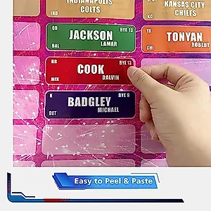 Extra Large 6FT x 4FT Fantasy Football Draft Board 2023-2024 Kit with 637 Player Stickers, 14 Teams, 20 Rounds, 2023 Fantasy Football Draft kit Premium Color Version for Home Office Sport Club Bar