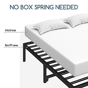 Yaheetech Metal Platform Full Bed Frame Quick Lock Tool-Free Easy Assembly 14 Inch Mattress Foundation with Ultra-Durable Steel Slat Support/No Screws and Box Spring Needed/Black
