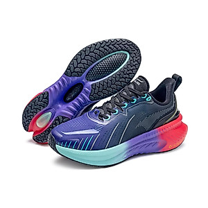 ONEMIX Breathable Men's Max Cushioned Walking Shoes with Arch Support for Plantar Fasciitis Flat Foot Pain Relief Air Lightweight Jogging Running Sneakers Shoes Non Slip Thick Sole,Purple,Size 11