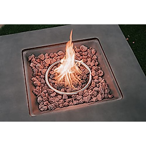 XBrand MgO & Metal 40,000 BTU Outdoor Propane Gas Smokeless Square Fire Pit Table with Volcanic Rocks & Rain Cover, 30 inch Wide, Gray