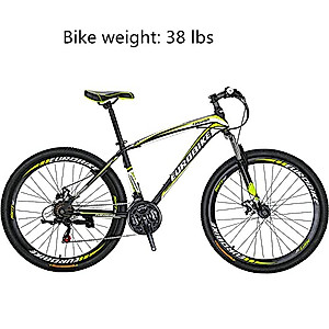 EUROBIKE Mountain Bike 27.5 for Men and Women 17'' Frame Adult X1 Off Road Bicycle(Yellow)