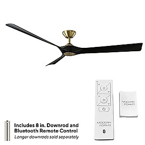 Modern Forms Torque Indoor and Outdoor 3-Blade 70in Smart Ceiling Fan in Soft Brass Matte Black with Remote Control Compatible with Alexa and iOS or Android App