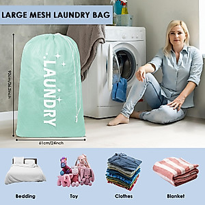 Nidoul 2 Pack Mesh Laundry Bags, Heavy Duty Large Laundry Bag with Drawstring, Laundry Mesh Wash Bags Laundry Hamper Liner for College Travel Camp, 24" x 36"