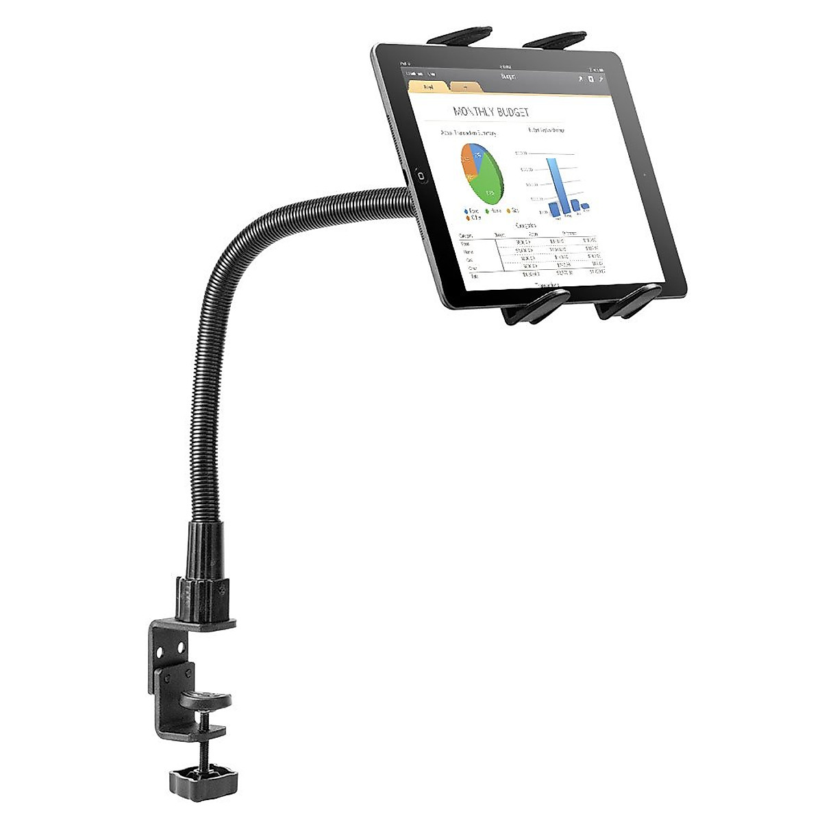 ARKON Mounts Heavy-Duty Slim-Grip Tablet Mount with Clamp & Flexible 22" Gooseneck | Universal Fit Tablet Holder | Firm Clamp for Desks & Tables | Compatible with iPad, Samsung, Google, & More