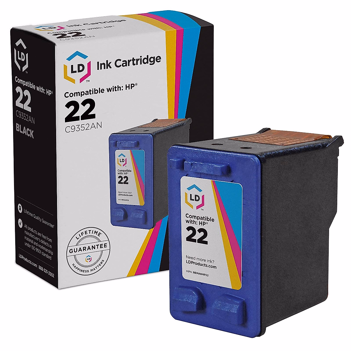 LD Products Remanufactured Ink Cartridge Replacement for HP 22 C9352AN (Color)