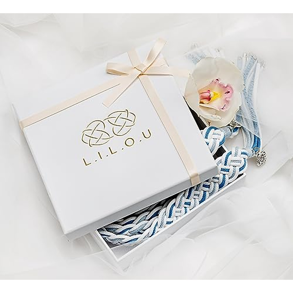 L.I.L.O.U Handfasting Cord for Wedding Ceremony in Natural Cotton Wedding Lasso Handmade Blue