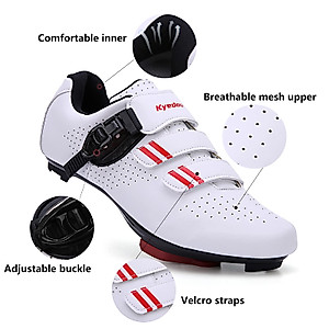 Mens Womens Cycling Shoes Compatible with Pelaton Bike Shoes Road Bike Shoes Riding Bicycle Pre-Installed with Delta Cleats Clip Indoor Outdoor Pedal Size 7 White