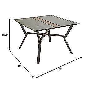 LOKATSE HOME Patio Dining Metal Square Table Outdoor Furniture with 2.1" Umbrella Hole, Steel Legs, Grey