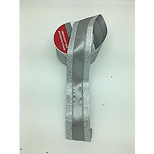 Celebrate IT- Ribbon Bow-tuque-Silver Squin and Grey Line- 2.5 in x 25ft