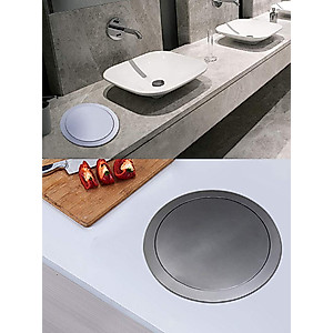 Built-in Countertop Trash and Waste Chute Lid - Round Stainless Steel Balance Flap Cover Flush Trash Grommet Swing Trash Can Lid