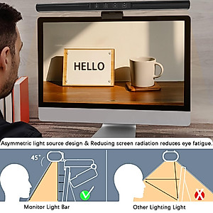 AQINGLING Monitor Light Bar Aluminum, 15.75in 80 LED Monitor Lamp Bar, Eye-Caring 5 Modes Dimmable Desk Lamp Sereen Light Bar, Desktop Lamp, Cpmputer Lamp, Laptop Lamp, Task Lamp, TB-300S