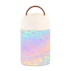 CUPADA Leopard Print Animals Food Jar for Hot and Cold, Bling Colorful Insulated Food Jars Vacuum 17OZ with Folding Spoon for Work Trip Picnic Camping