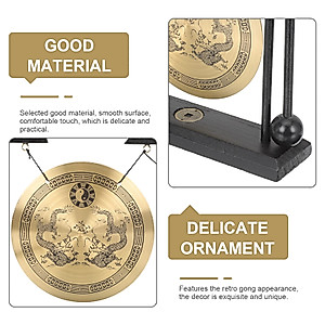 Yardwe Chinese Gong with Stand Gong Vintage Zen Table Gong Taiji Symbol Feng Shui Meditation Desk Bell Asian Gong Bell for Home Decoration