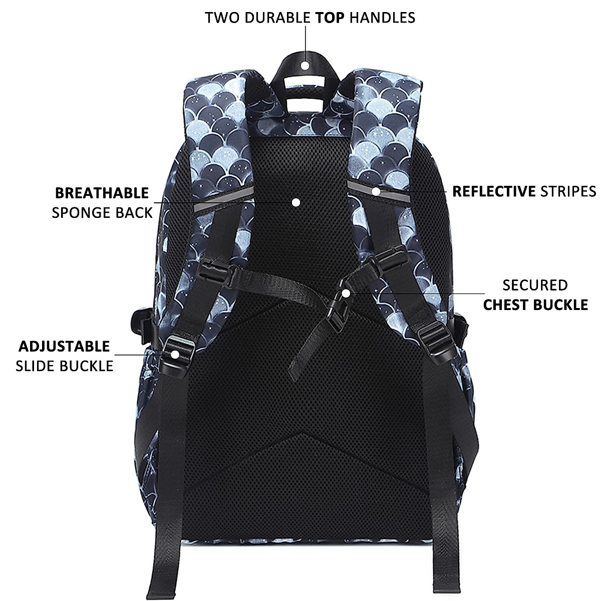 Joyfulife Mermaid Backpack for Girls Backpack with Lunch Box Kids Backpack Elementary Bookbags Primary Middle School Bags for Teens 3 in 1 School Backpack Set