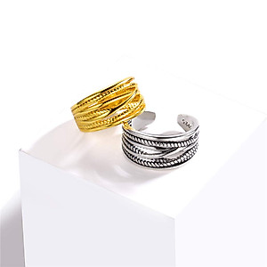 Silvora S925 Layered Open Ring, Sterling Silver Ring for Women Statement Engagement Enhancers Ring Engraving Customized Personalized (Send Gift Box)