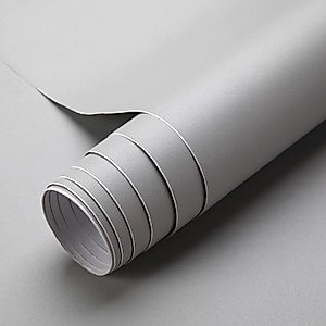 Oxdigi Light Grey Contact Paper 23.6 x 196 Inches, Peel and Stick Wallpaper for Cabinet Table Drawer Door Reform Decorative Thick Self Adhesive Removable Vinyl Film