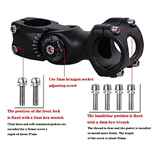 LYYCX 25.4mm / 31.8mm Road Bike Handlebar Stem 28.6mm Aluminum Alloy 0-60 Degree Adjustable Black 90mm / 110mm (Size : 25.4x90MM)