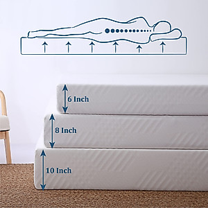 EGO White 8 Inch Short Queen Memory Foam RV Mattress, Cooling Gel Green Tea Mattress for RVs, Campers & Trailers, Bed in a Box, Made in USA, CertiPUR-US Certified, 60"×75", Medium Firm