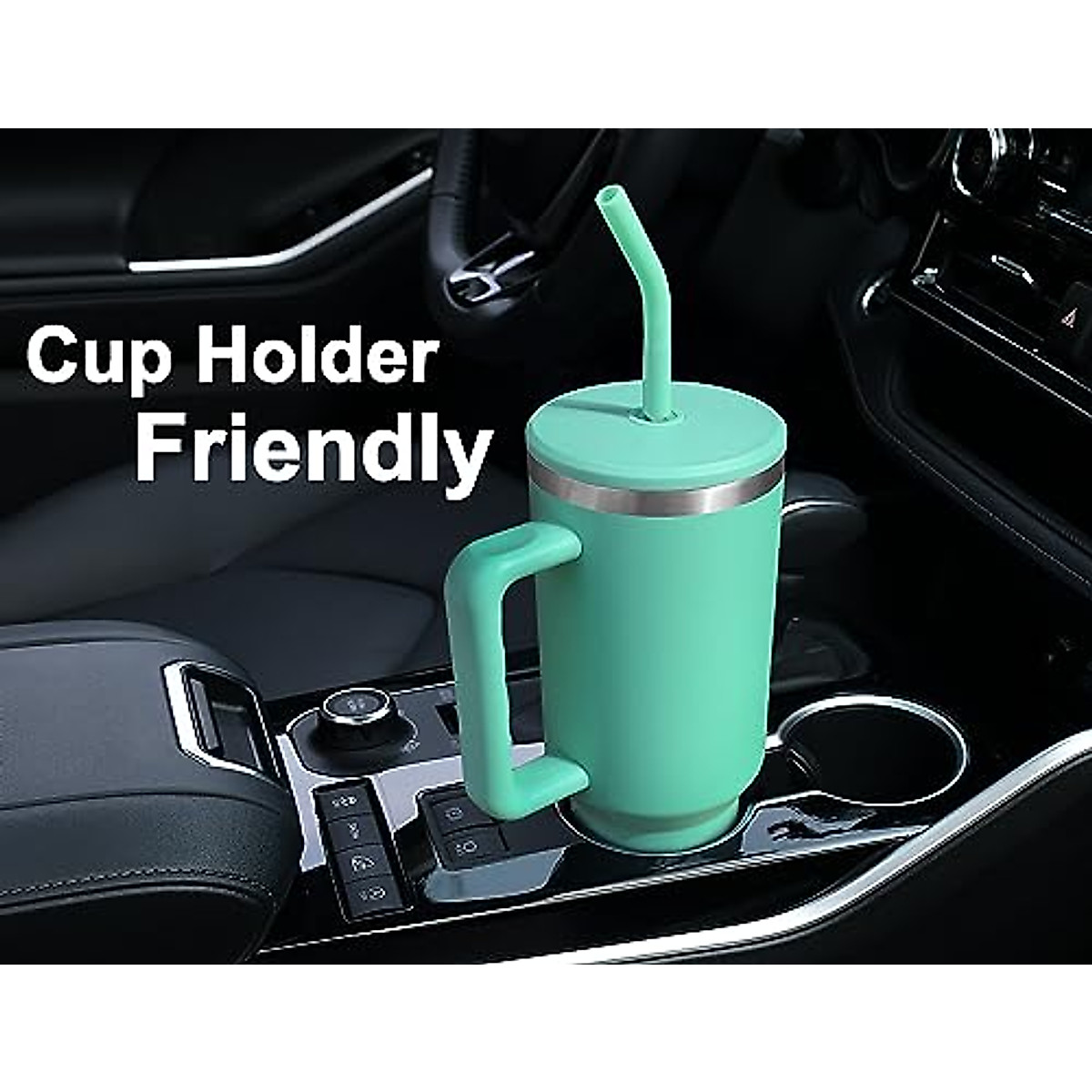 DLOCCOLD 40 oz Tumbler with Handle, Straw & Lid, Insulated Double Walled Stainless Steel Tumbler, Reusable Travel Coffee Mug for Women Men, Water Tumbler with Silicone Boot