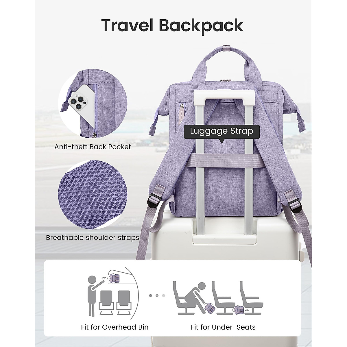 LOVEVOOK Laptop Backpack for Women, Teacher Nurse Bag Work Travel Computer Backpacks Purse,Water Resistant College School Student Bookbag with USB Charging Port, 17.3 inch