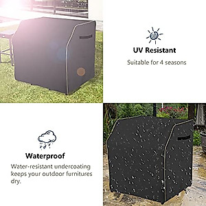 Bitubi 41 Inch Outdoor Bar Set Cover 600D Oxford Cloth Classic Black Heavy Duty Waterproof Patio Bar Set Cover Wicker Bar Table Set Covers