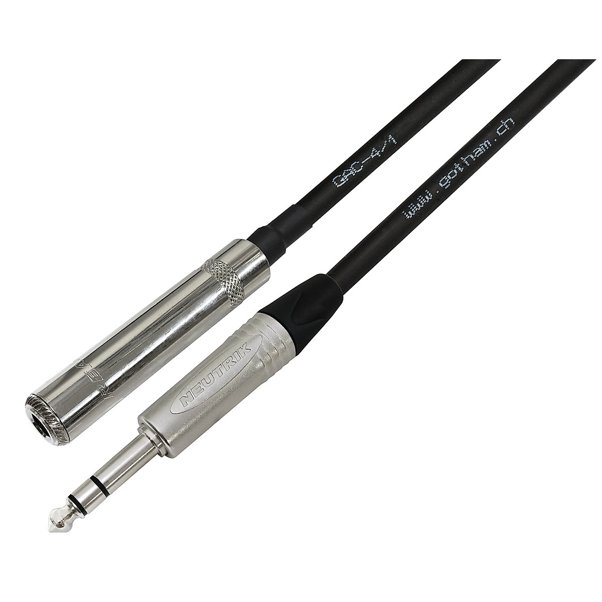 10 Foot - Gotham GAC-4/1 Star-Quad Stereo Headphone Extension Cable & Neutrik TRS Plug to Neutrik-Rean ¼ inch 3-Pole Jack + 3.5 mm Plug to ¼ inch Jack Adapter - Custom Made by WORLDS BEST CABLES