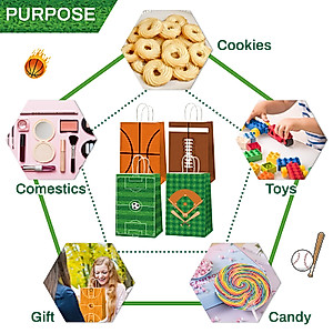 CHUNNIN 16pcs Sports Party Gift Bags Sports Birthday Party Decorations Sport Theme Party Candy Treat Bags Football Basketball Soccer Baseball Party Goodie Bags for Kids Birthday Party Favor Supplies